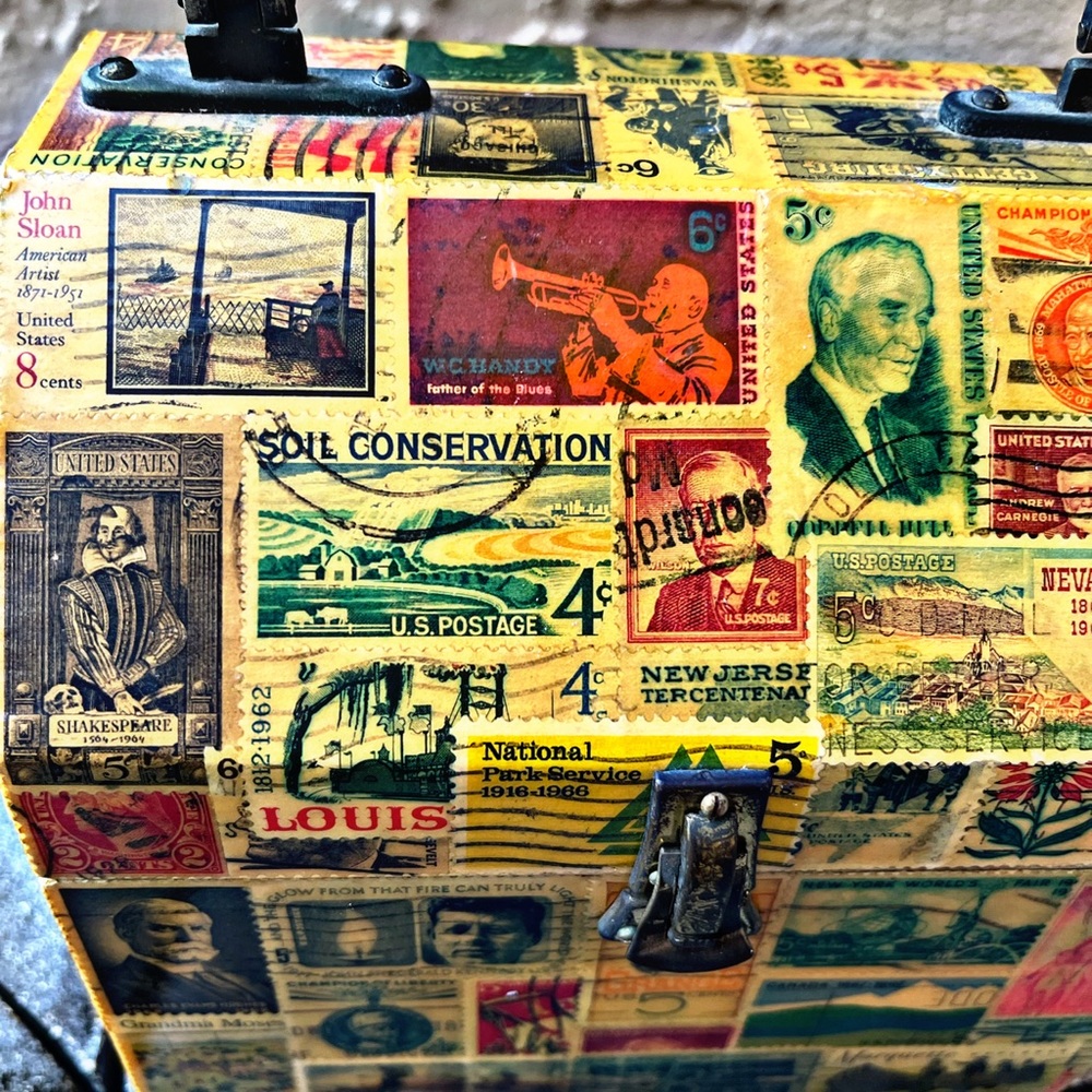 Rare* Vintage Decoupage Purse! Handmade Stamp Bag Fro… - Gem